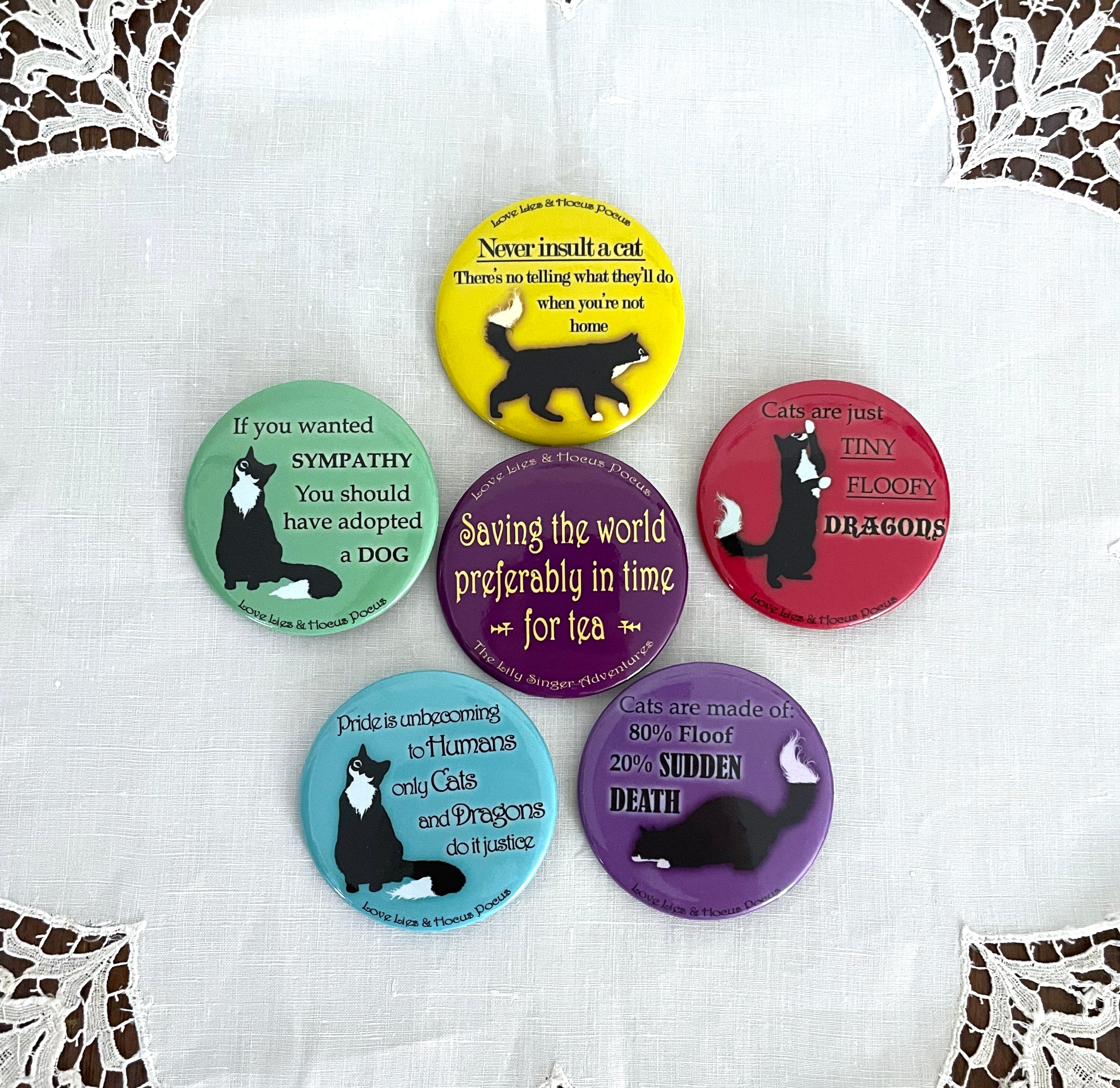 Button Bundle - Cat Snark Pins – Author Lydia Sherrer